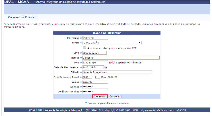 SIGAA — Sistema Integrado de Gestão